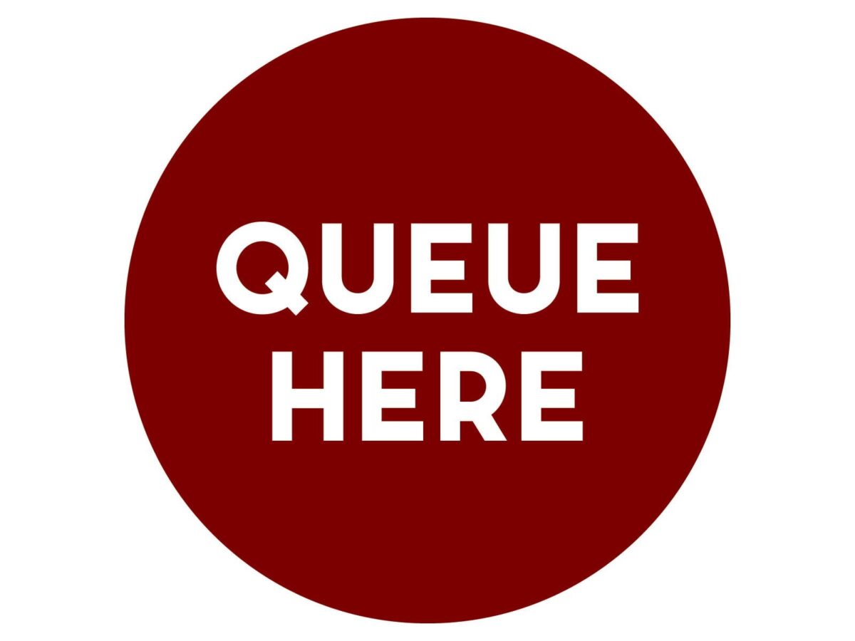 Queue Here Social Distancing Markers | Banner World