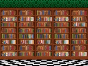 Library Bookcase Dementia Friendly Wall Mural – Banner World